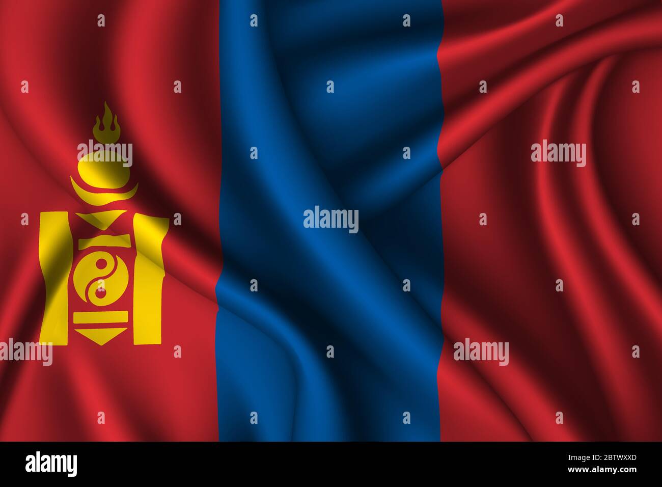 Mongolia national flag of silk. Vector fabric texture Stock Vector ...