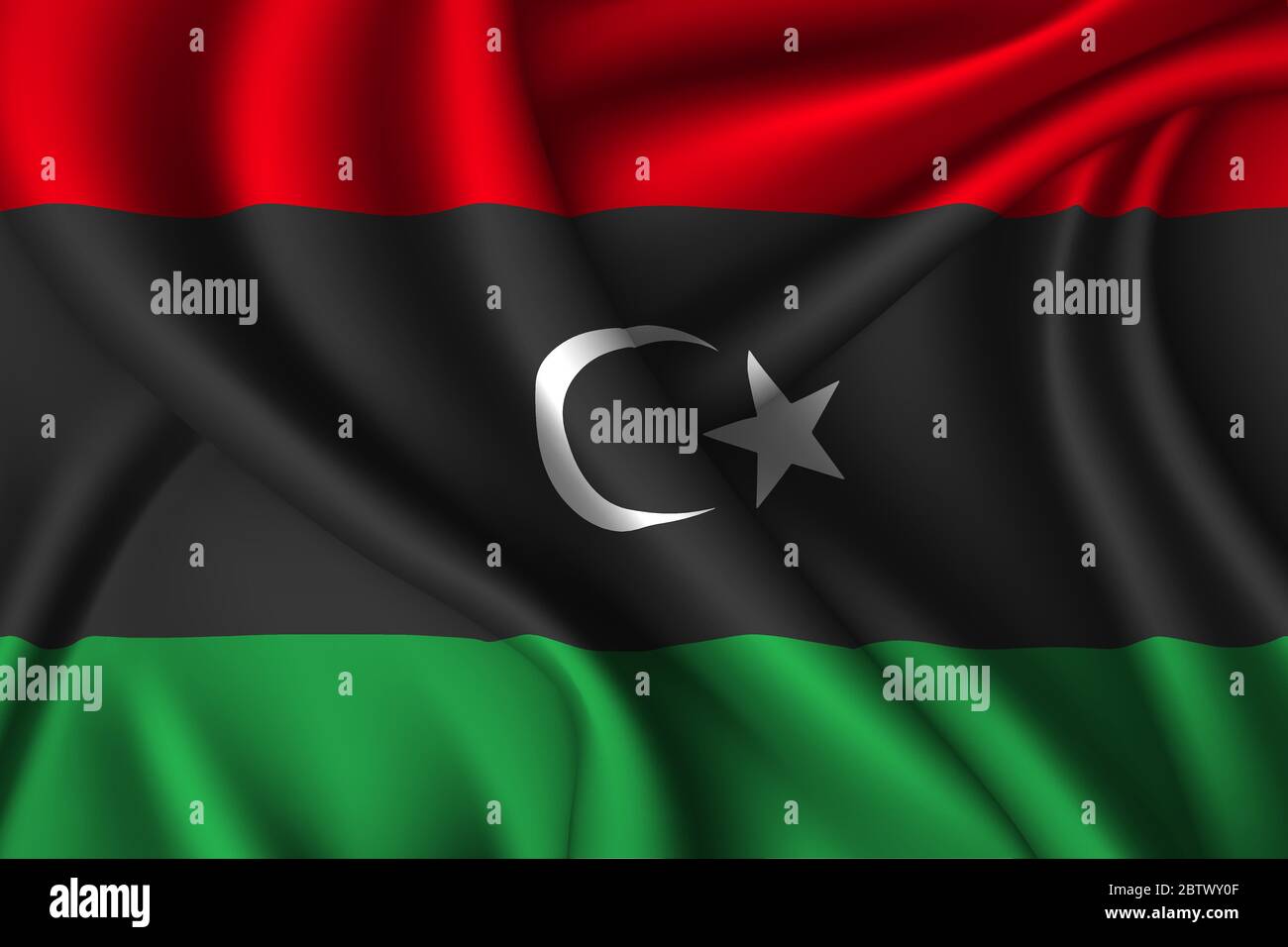 Libya national flag of silk. Vector fabric texture Stock Vector Image ...