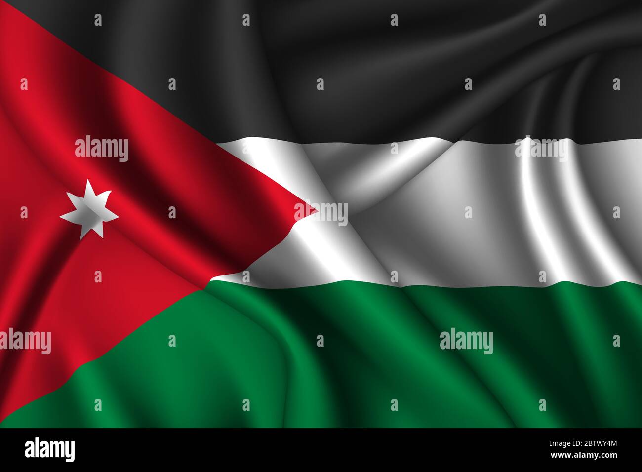 Jordan national flag of silk. Vector fabric texture Stock Vector Image ...