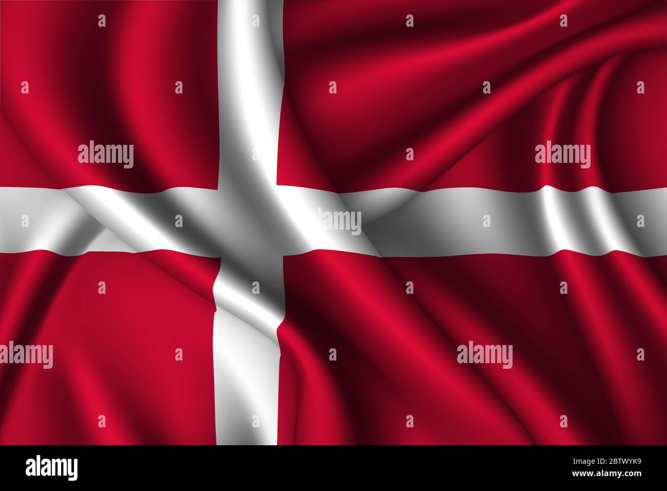Denmark national flag of silk. Vector fabric texture Stock Vector Image ...