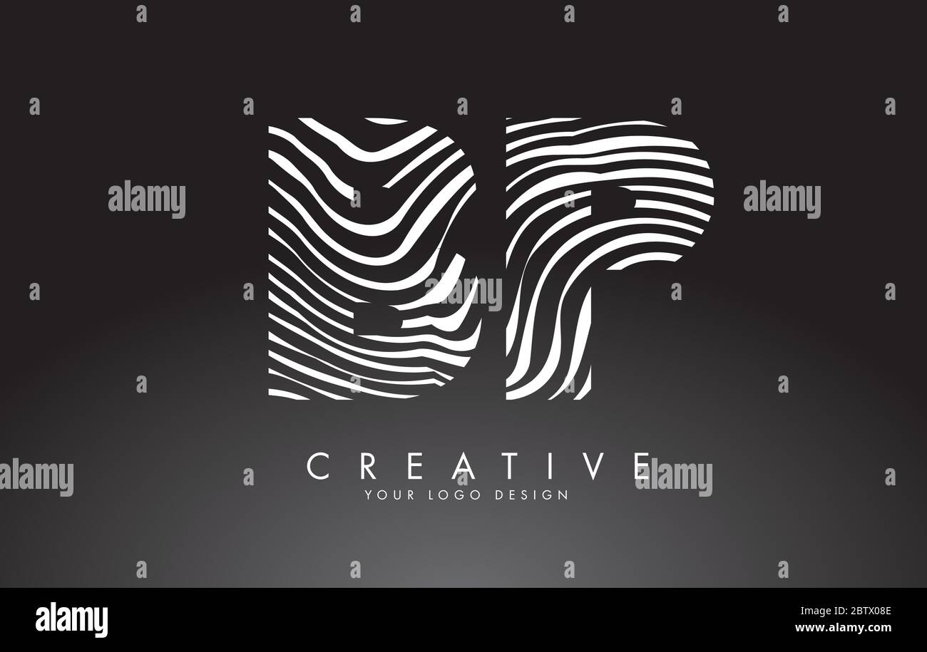 BP B P Letters Logo Design with Fingerprint, black and white wood or ...