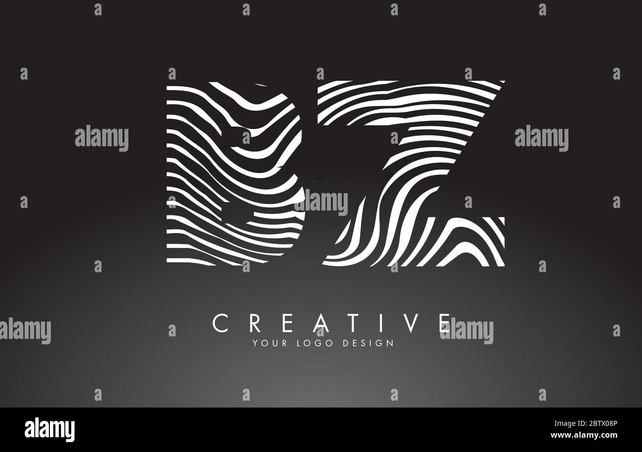 BZ B Z Letters Logo Design with Fingerprint, black and white wood or ...