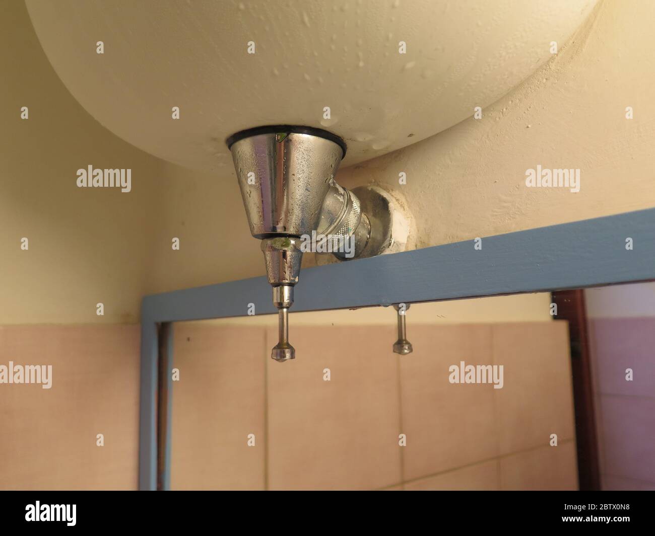 Closeup of wall mounted Cistern with push button release Stock Photo ...