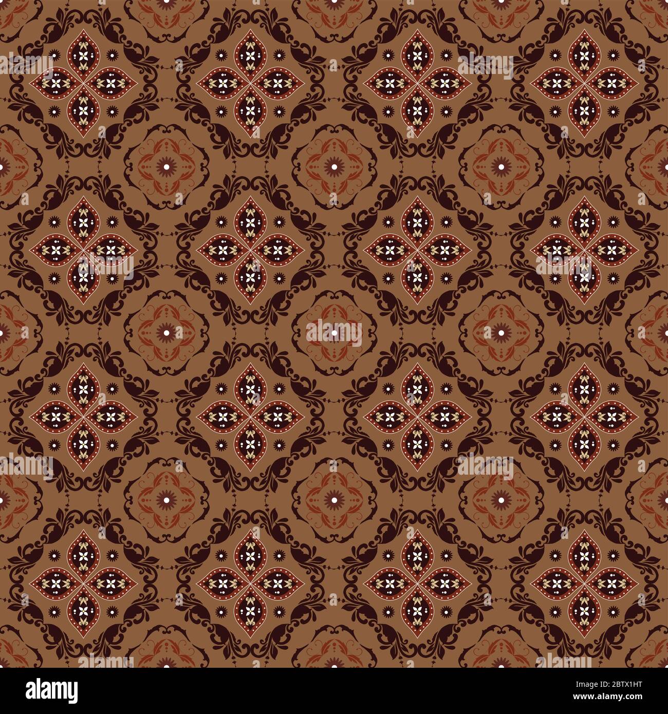 Elegance Tradisional batik floral pattern with elegant dark brown color ...