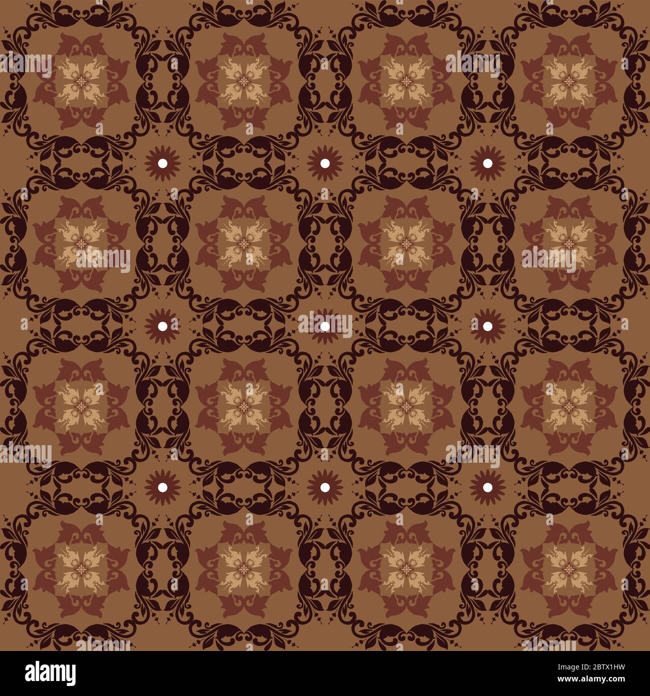 Beautiful flower design on Central Java batik with simple dark brown ...