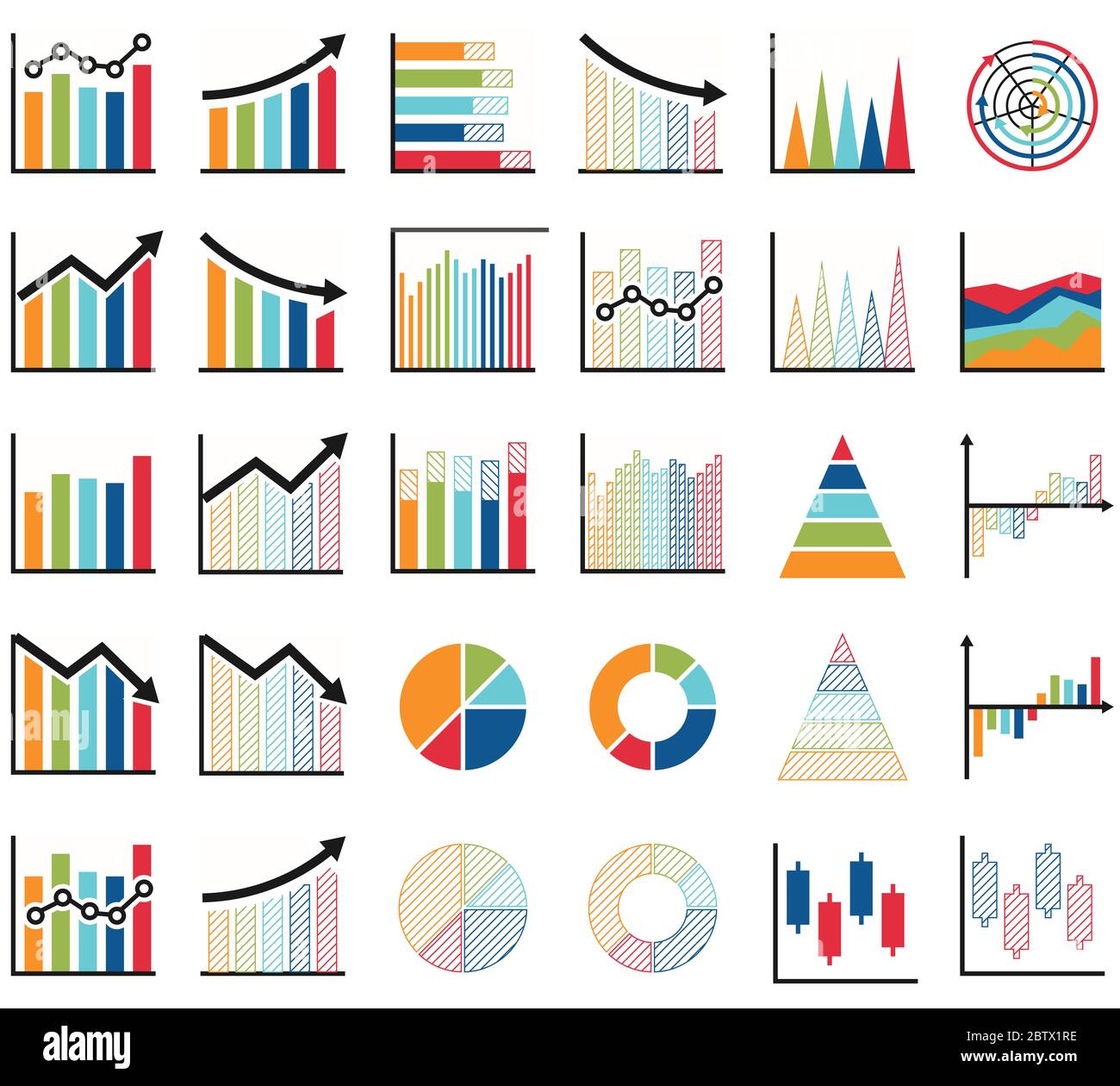 Set of chart for report icon. 640x640 pixels, Flat success graph icons ...