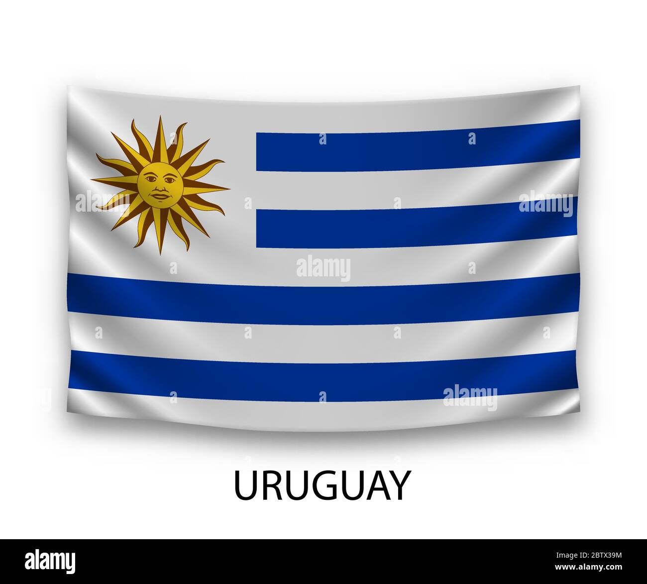 Hanging silk flag of Uruguay. Vector illustration Stock Vector Image ...