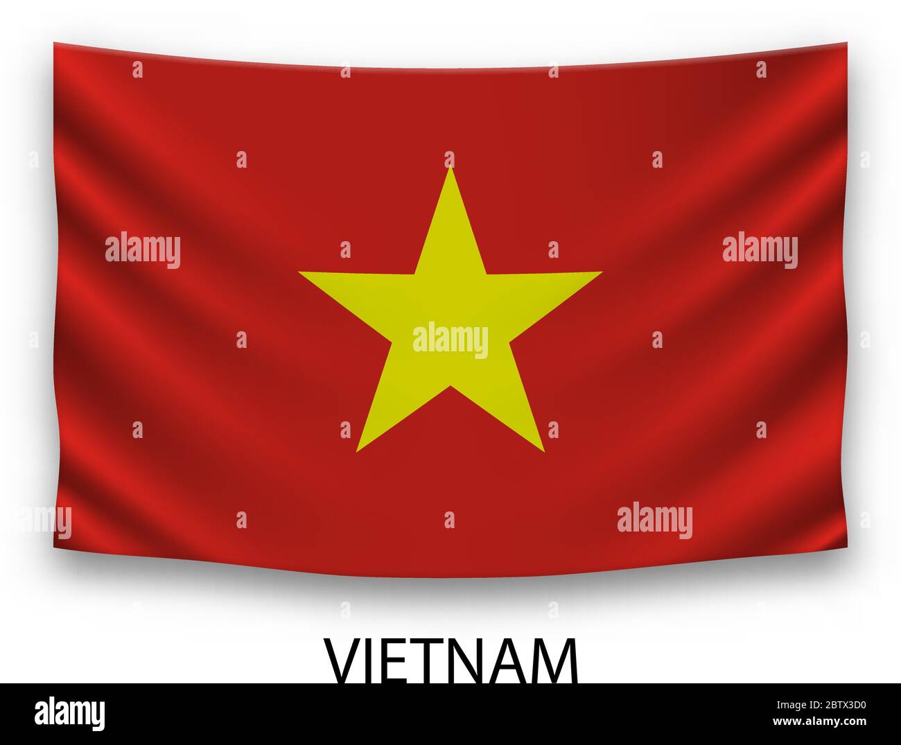 Hanging silk flag of Vietnam. Vector illustration Stock Vector Image ...