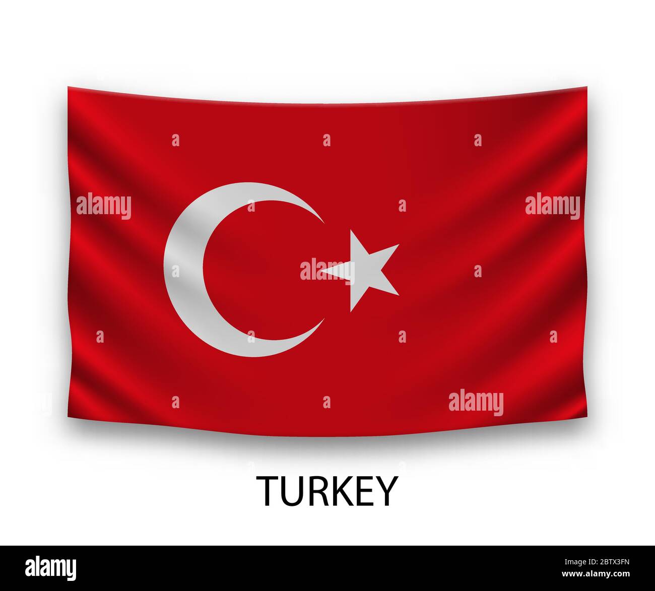Hanging silk flag of Turkey. Vector illustration Stock Vector Image ...