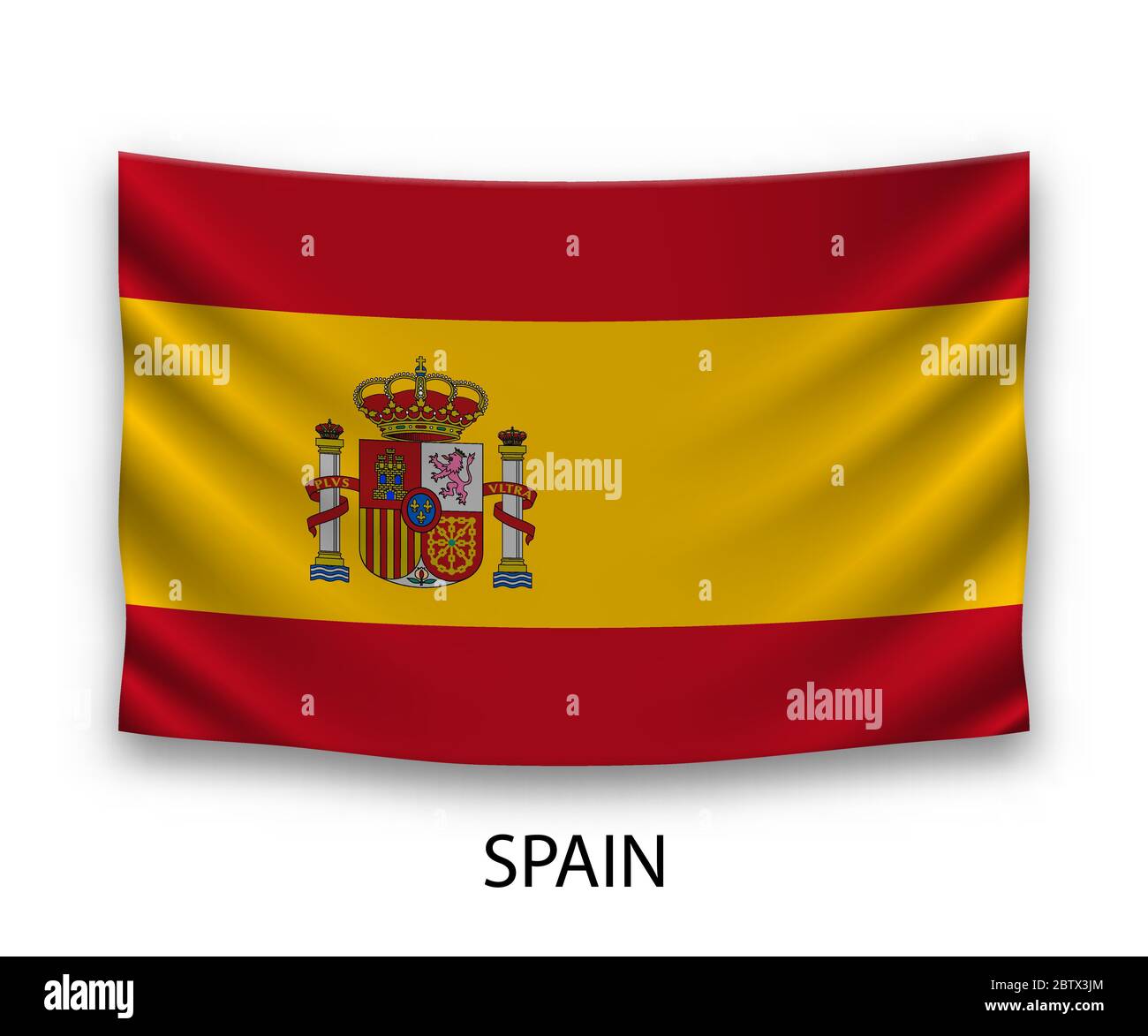 Hanging silk flag of Spain. Vector illustration Stock Vector Image ...
