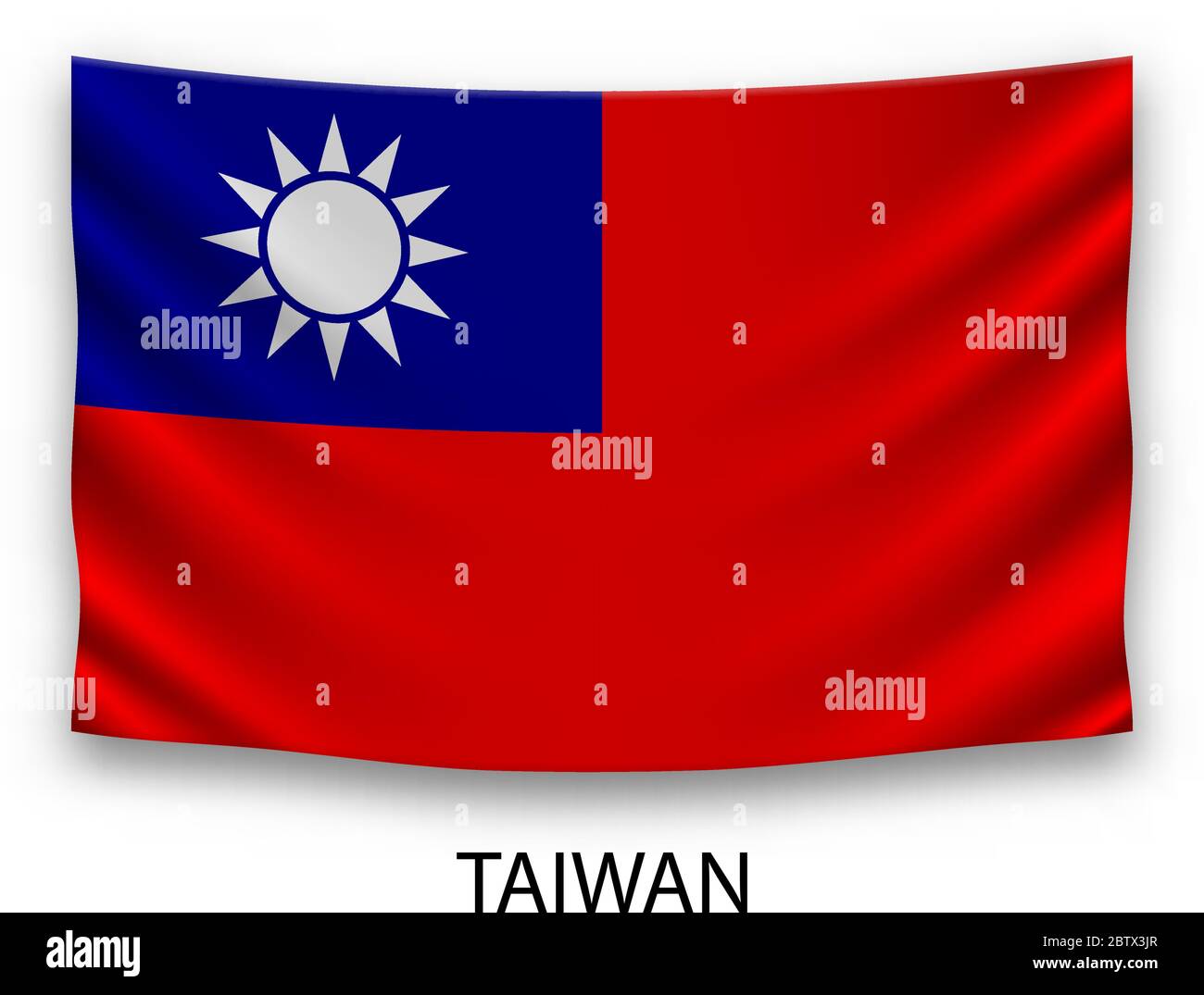 Hanging silk flag of Taiwan. Vector illustration Stock Vector Image ...