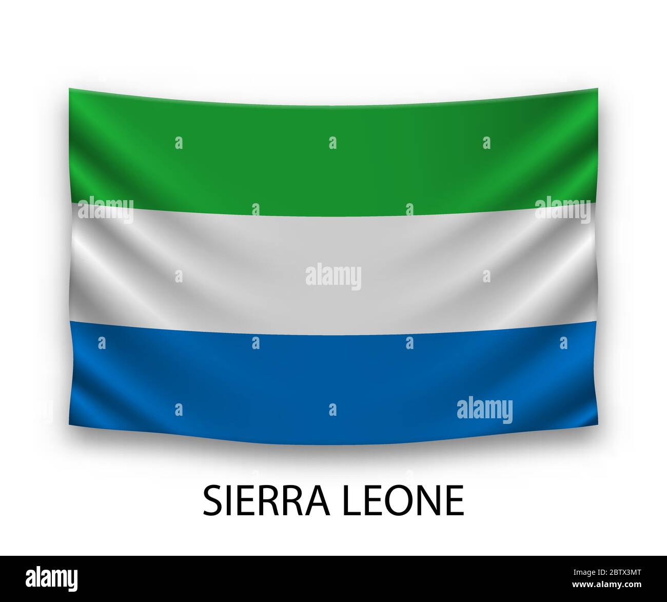 Hanging silk flag of Sierra Leone. Vector illustration Stock Vector ...