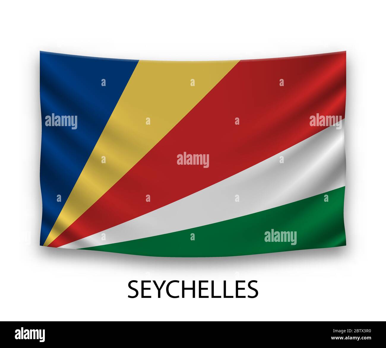 Hanging silk flag of Seychelles. Vector illustration Stock Vector Image ...