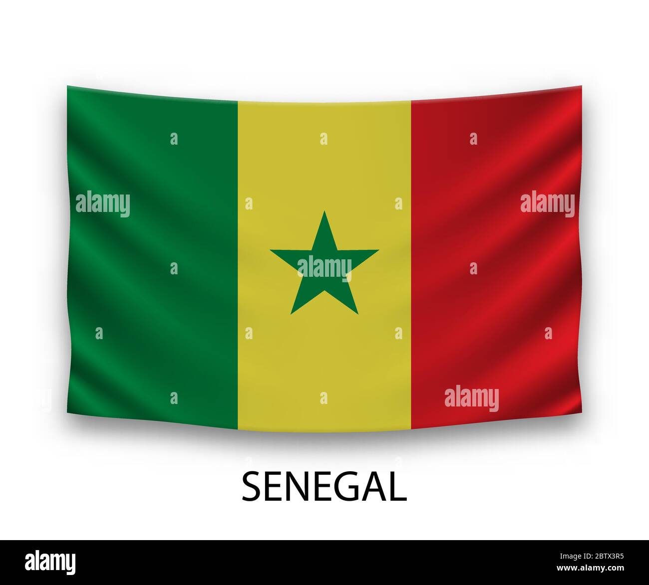 Hanging silk flag of Senegal. Vector illustration Stock Vector Image ...