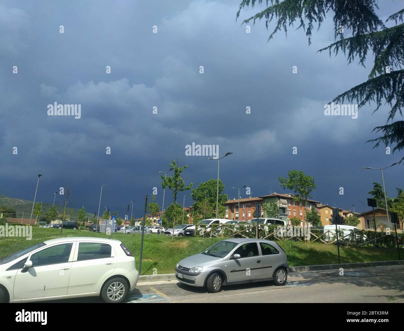 Lombardy, Italy - July 06 2018: the view of rainy clouds in Brescia on ...