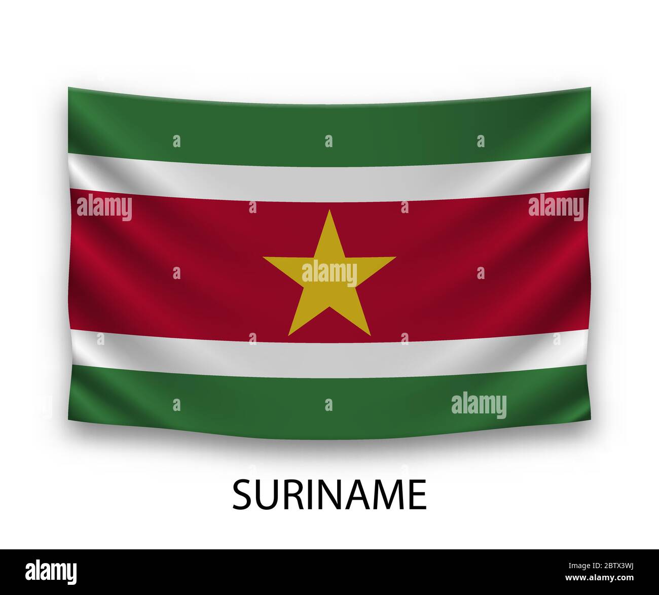 Hanging silk flag of Suriname. Vector illustration Stock Vector Image ...