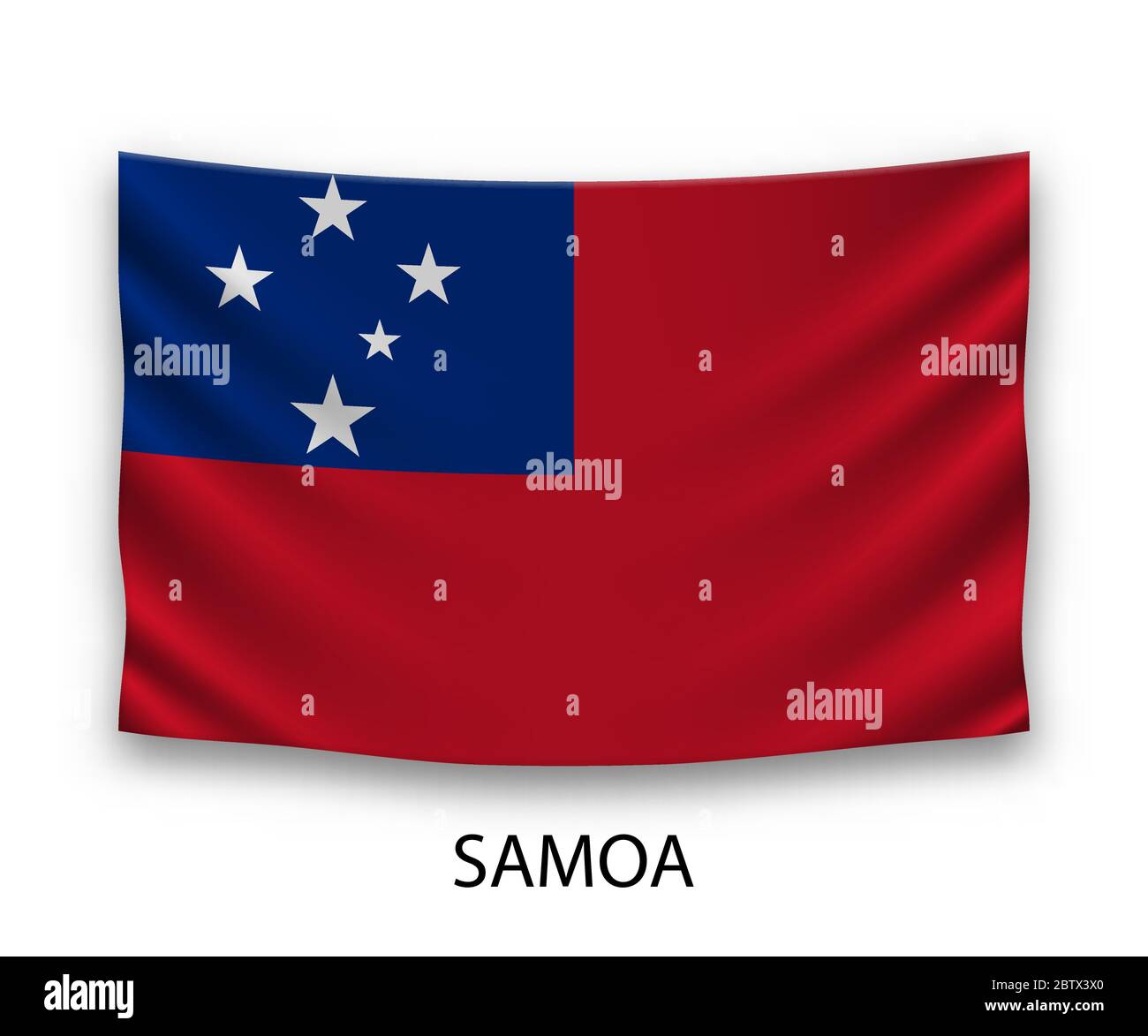 Hanging silk flag of Samoa. Vector illustration Stock Vector Image ...