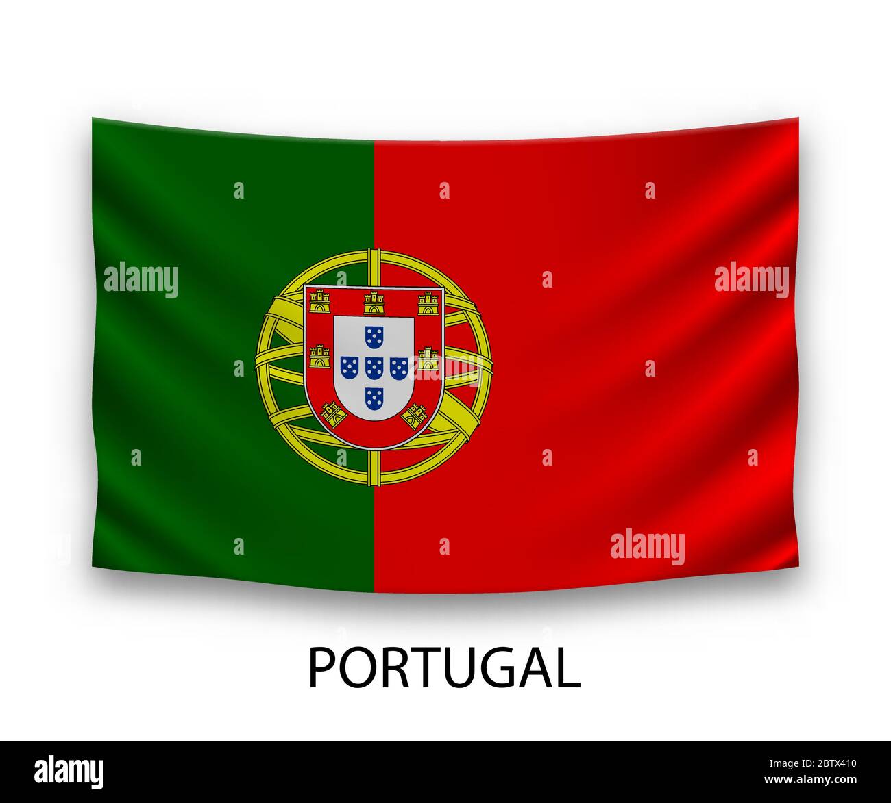 Hanging silk flag of Portugal. Vector illustration Stock Vector Image ...