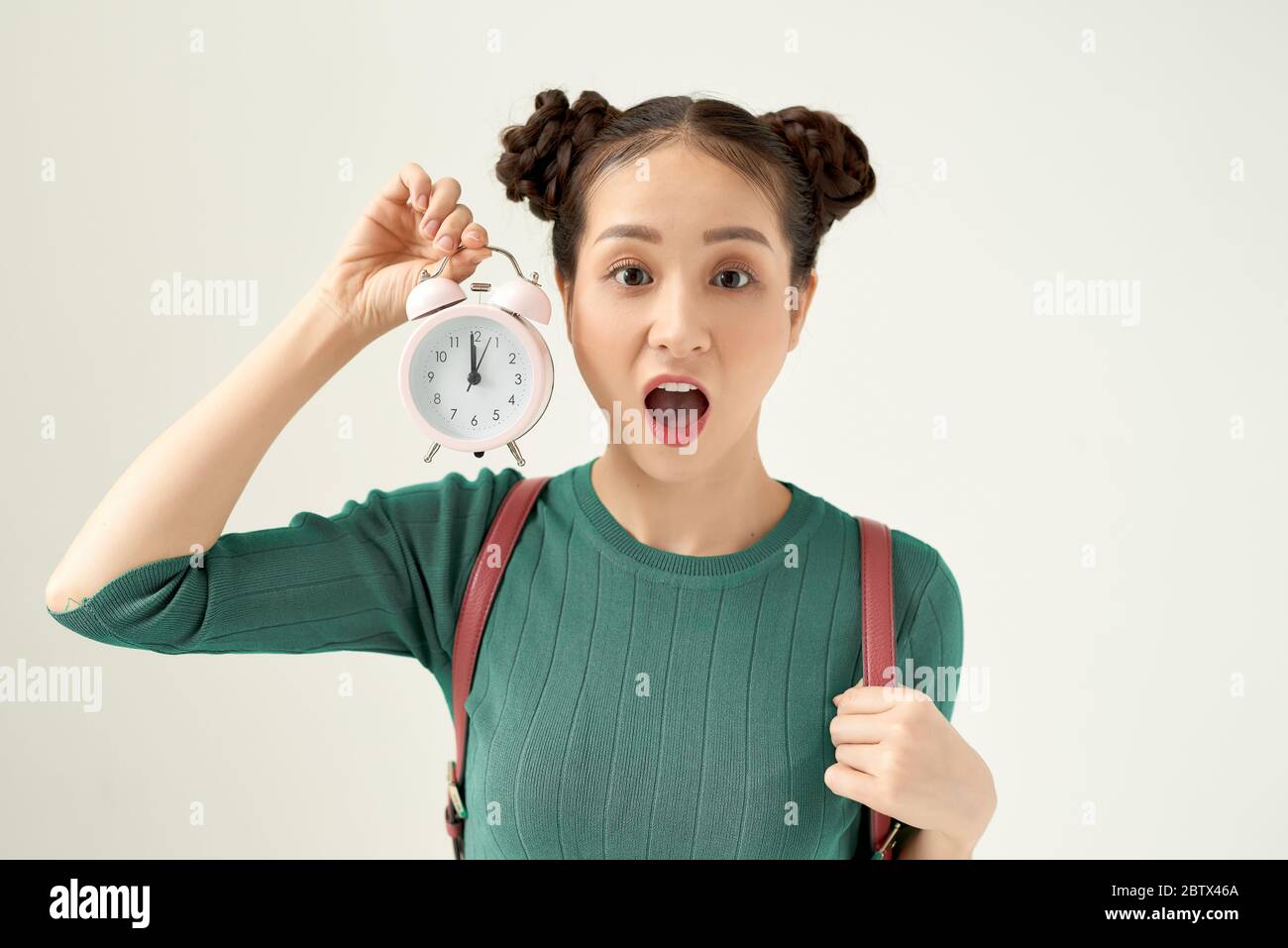 Image of screaming young confused woman standing isolated over white ...