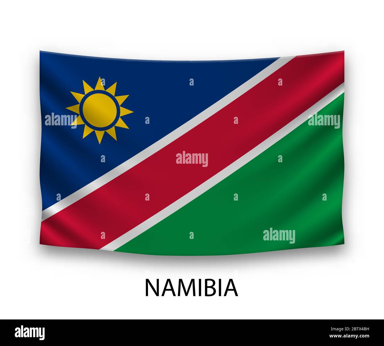 Hanging silk flag of Namibia. Vector illustration Stock Vector Image ...