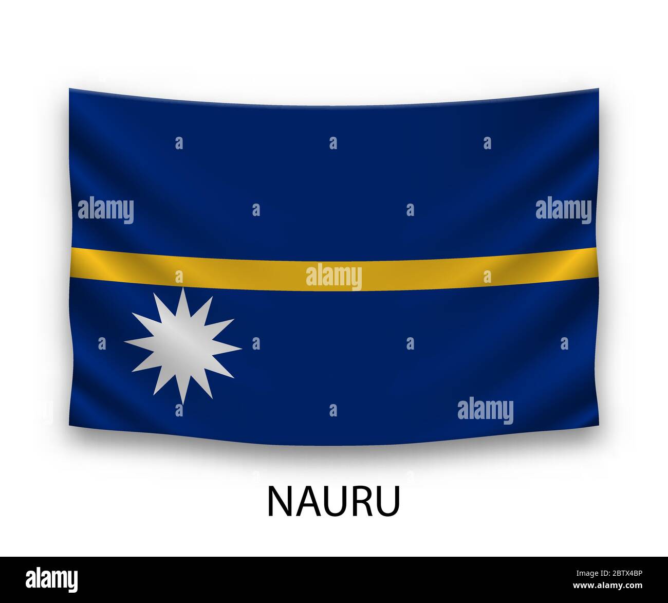 Hanging silk flag of Nauru. Vector illustration Stock Vector Image ...