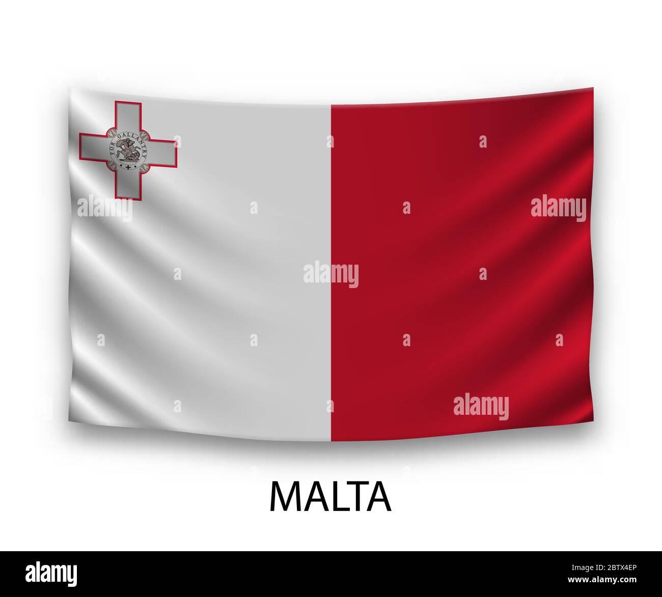 Hanging silk flag of Malta. Vector illustration Stock Vector Image ...