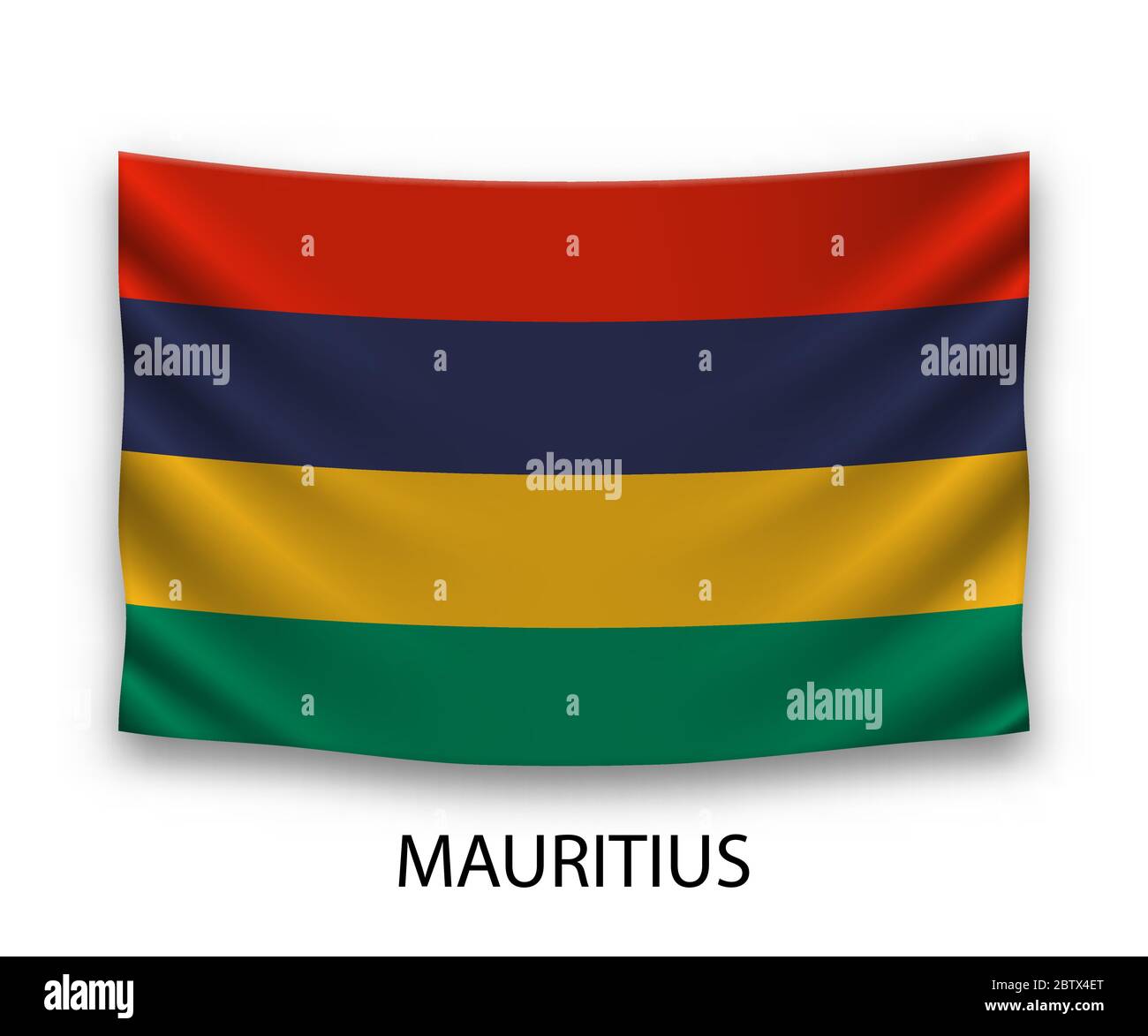 Hanging silk flag of Mauritius. Vector illustration Stock Vector Image ...