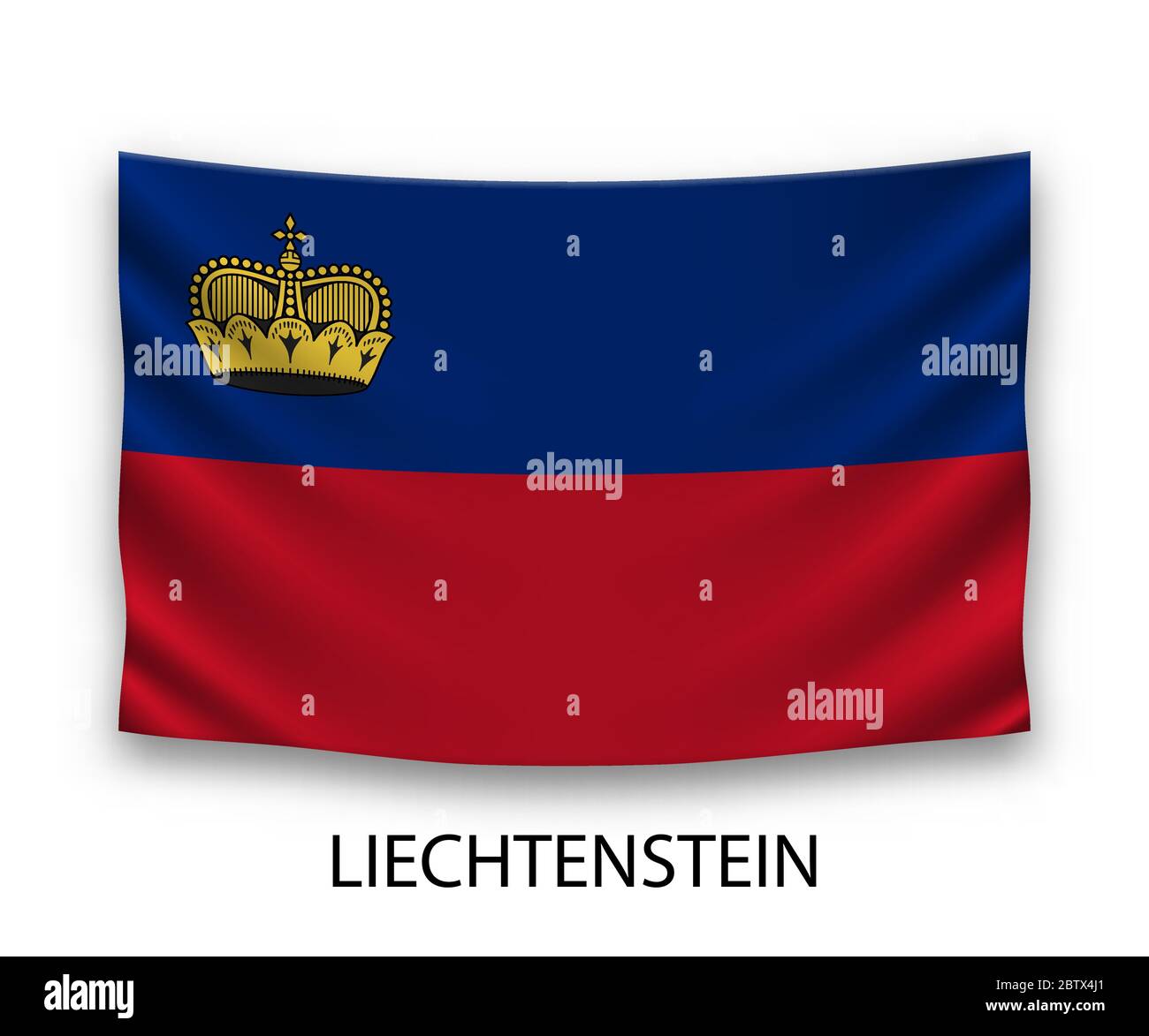 Hanging silk flag of Liechtenstein. Vector illustration Stock Vector ...