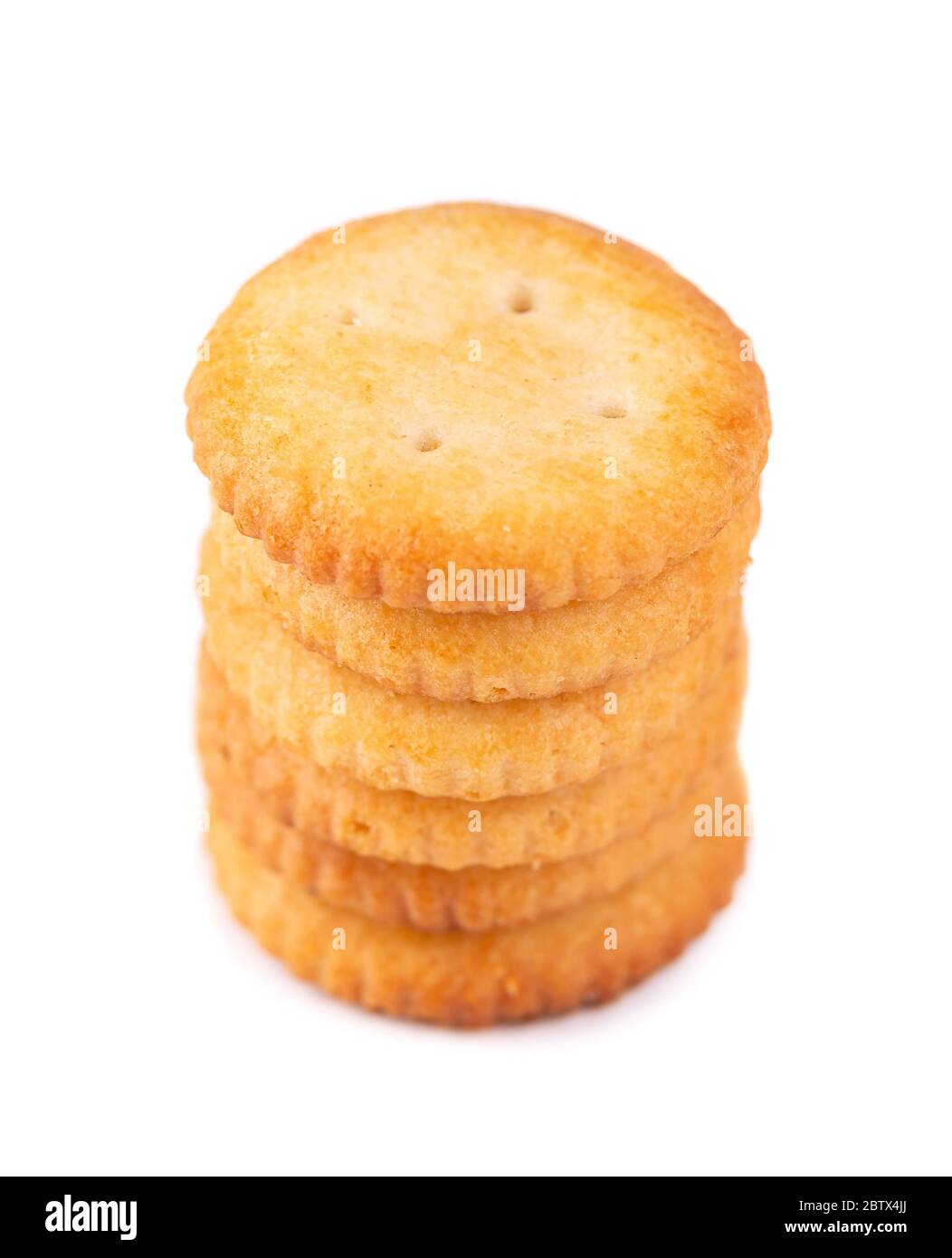 Stack round cracker isolated on white background. Dry cracker cookies ...