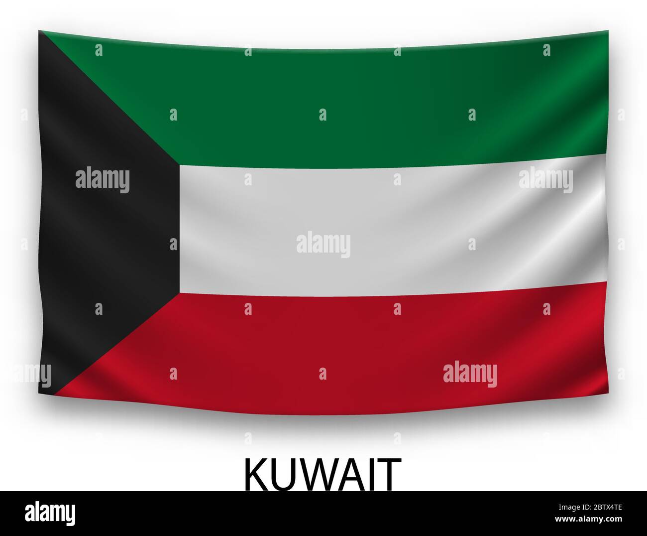 Hanging silk flag of Kuwait. Vector illustration Stock Vector Image ...