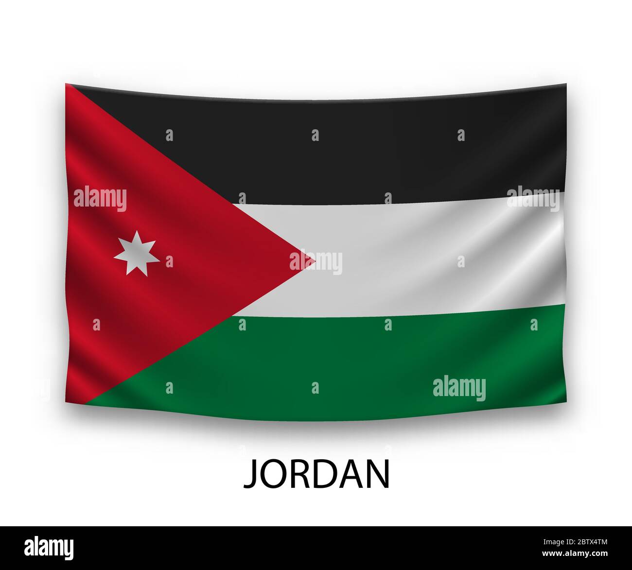 Hanging silk flag of Jordan. Vector illustration Stock Vector Image ...