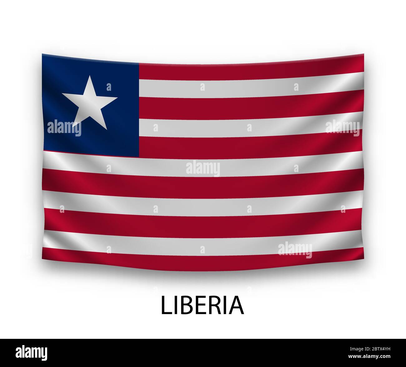 Hanging silk flag of Liberia. Vector illustration Stock Vector Image ...