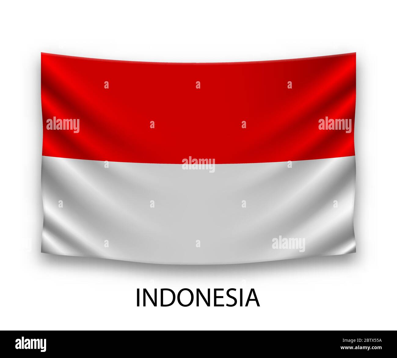 Hanging silk flag of Indonesia. Vector illustration Stock Vector Image ...
