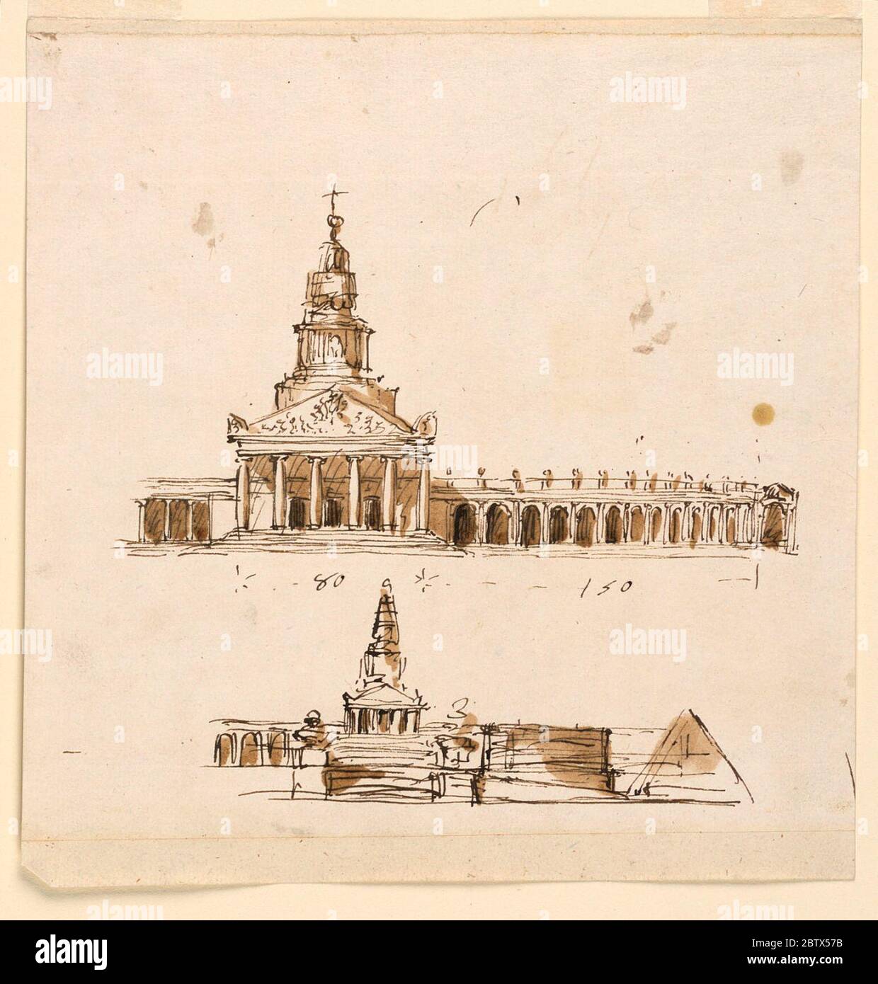 Elevations of a Mausoleum. Research in ProgressTop: an obelisk raises ...