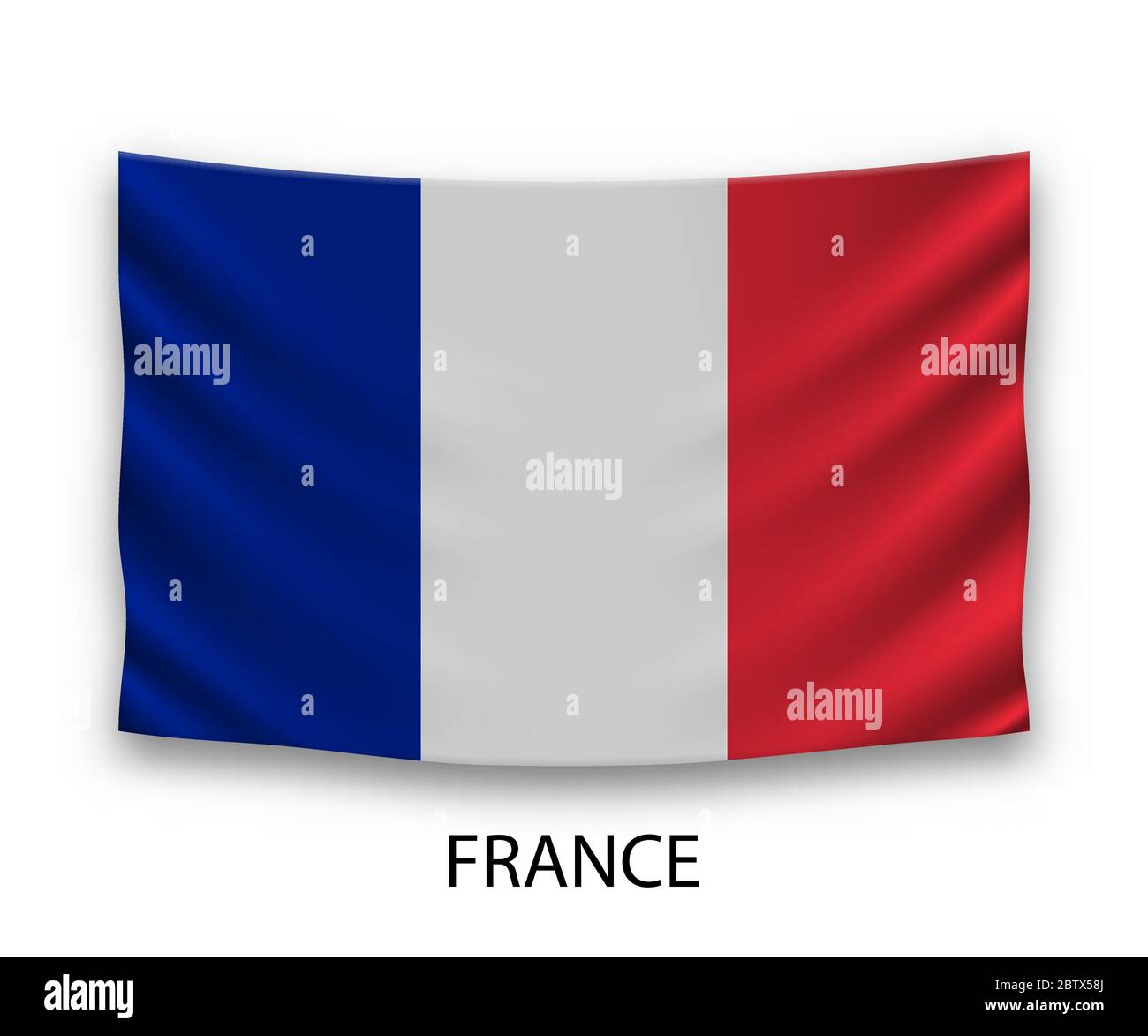 Hanging silk flag of France. Vector illustration Stock Vector Image ...