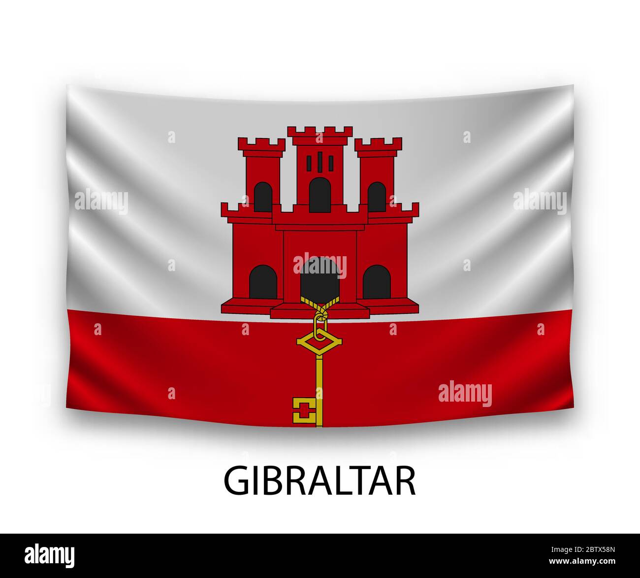 Hanging silk flag of Gibraltar. Vector illustration Stock Vector Image ...