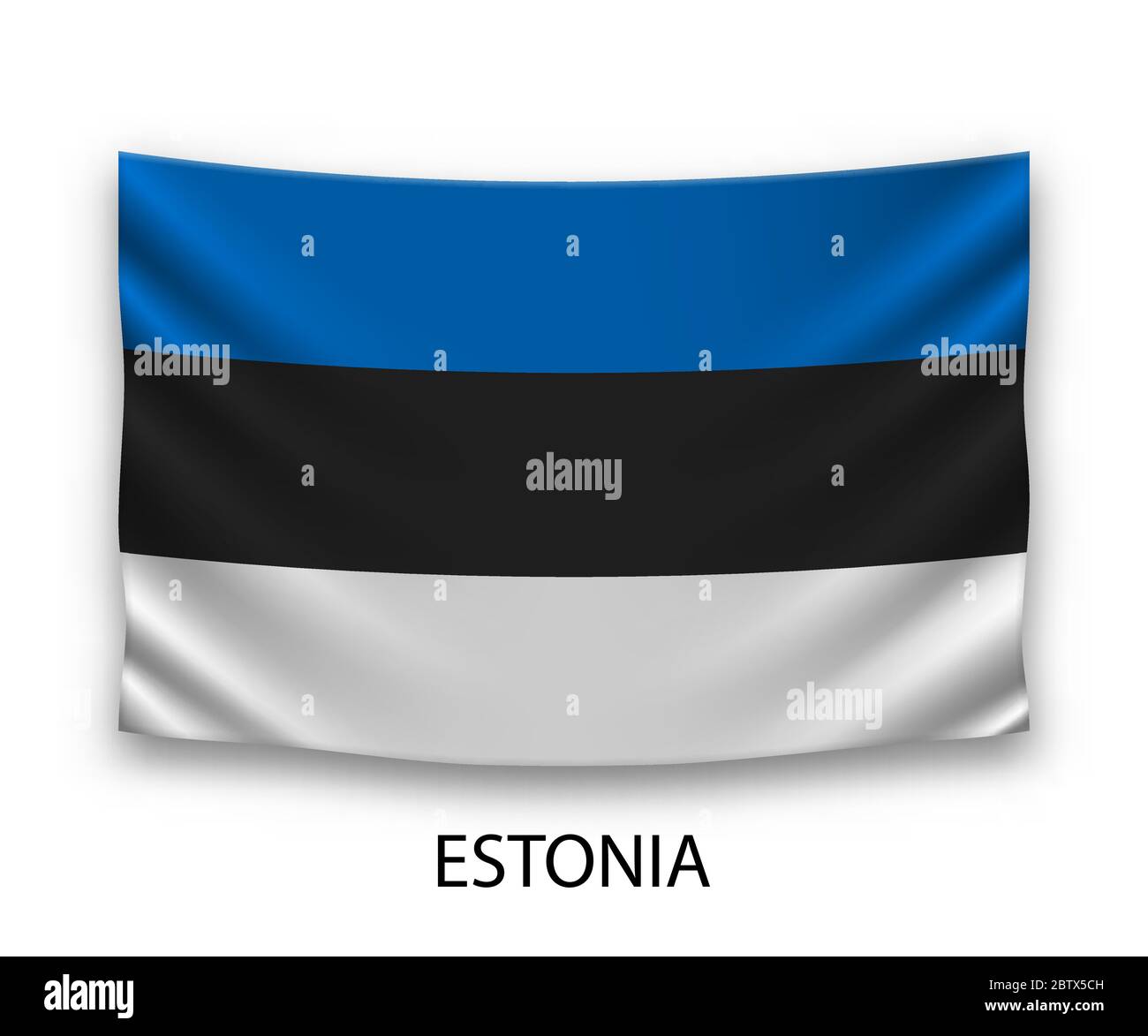 Hanging silk flag of Estonia. Vector illustration Stock Vector Image ...