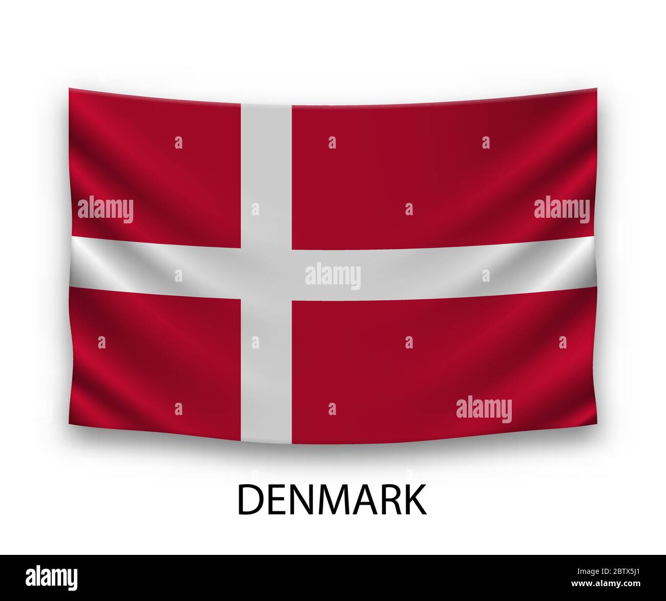 Hanging silk flag of Denmark. Vector illustration Stock Vector Image ...
