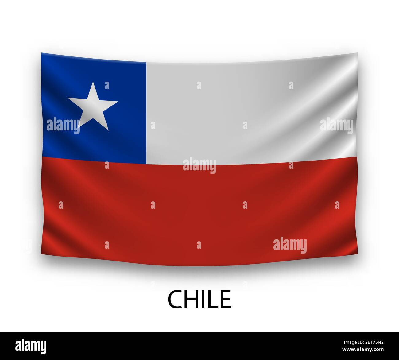 Hanging silk flag of Chile. Vector illustration Stock Vector Image ...