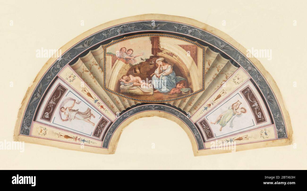 Fan leaf. Research in ProgressFan leaf. Parchment painted in the ...