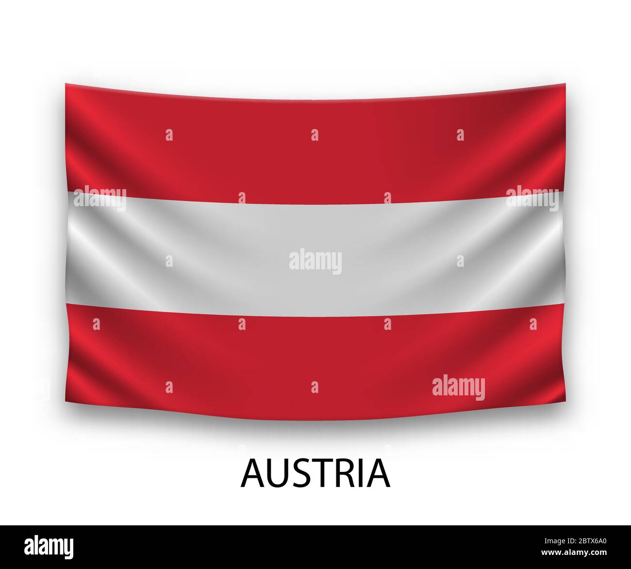 Hanging silk flag of Austria. Vector illustration Stock Vector Image ...