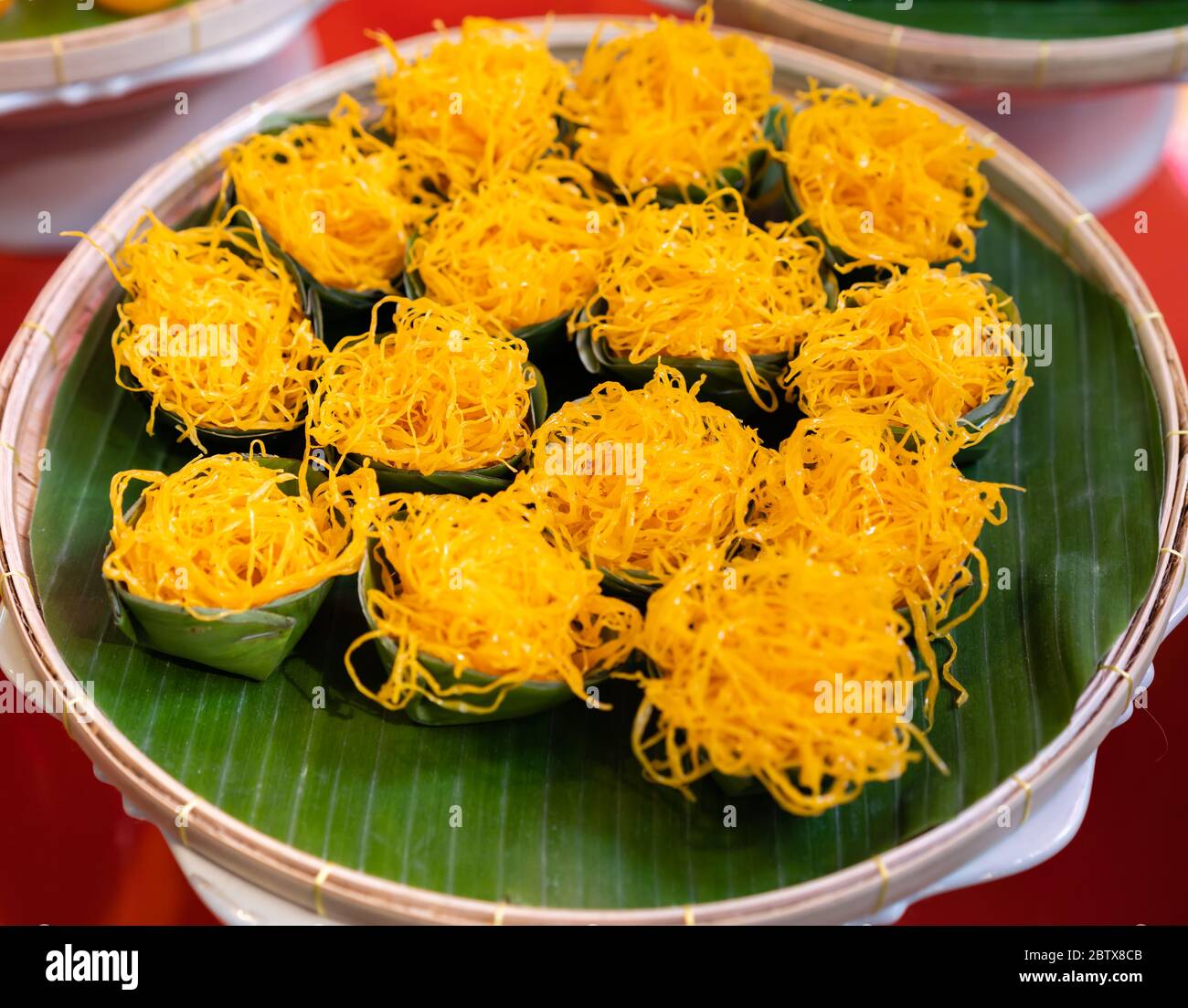 Golden egg strip is Thai desserts made from eggs, traditional Thai ...
