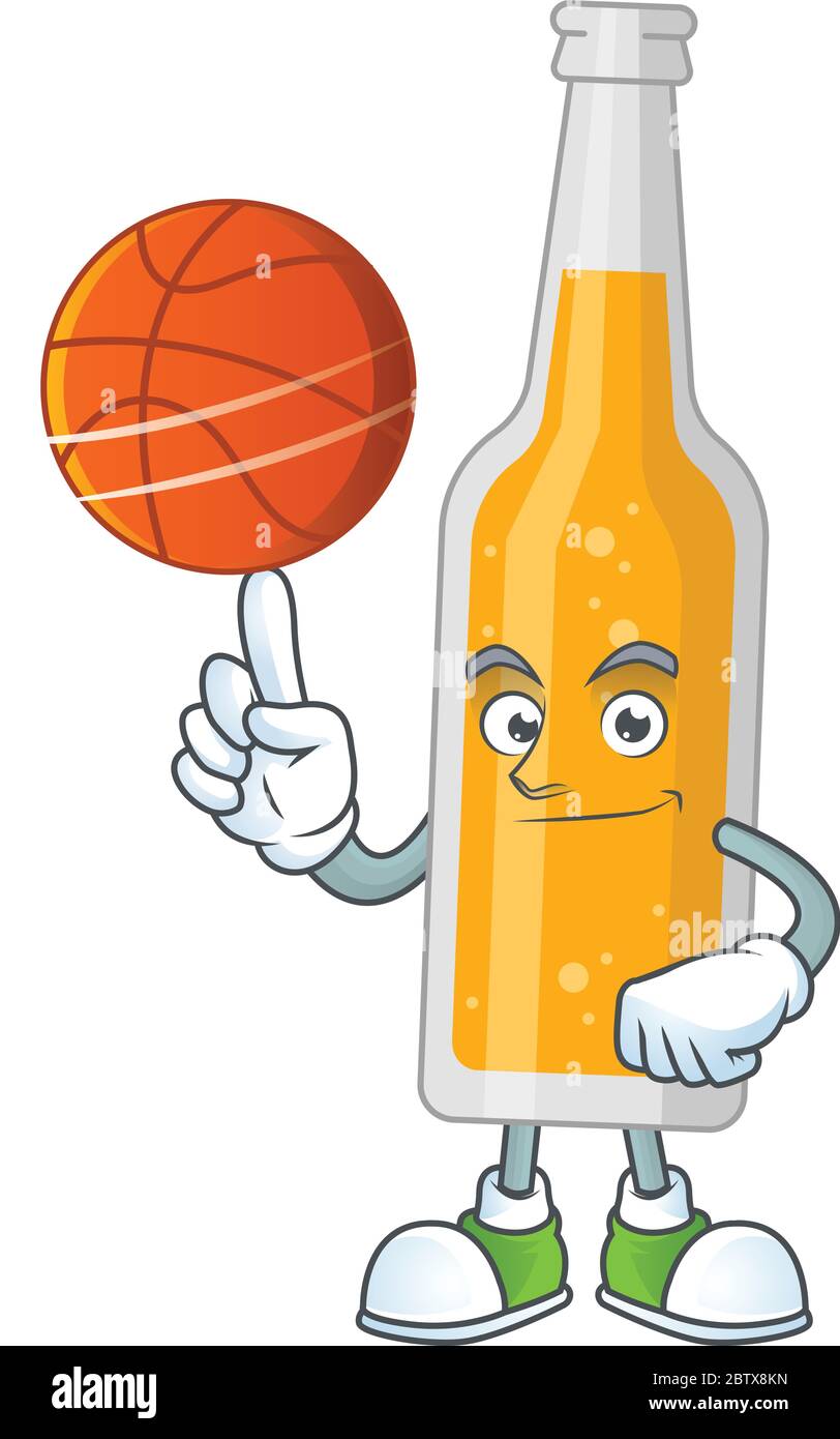An sporty bottle of beer mascot design style playing basketball on ...