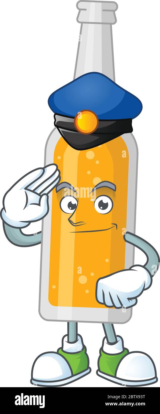 A dedicated Police officer of bottle of beer cartoon drawing concept ...