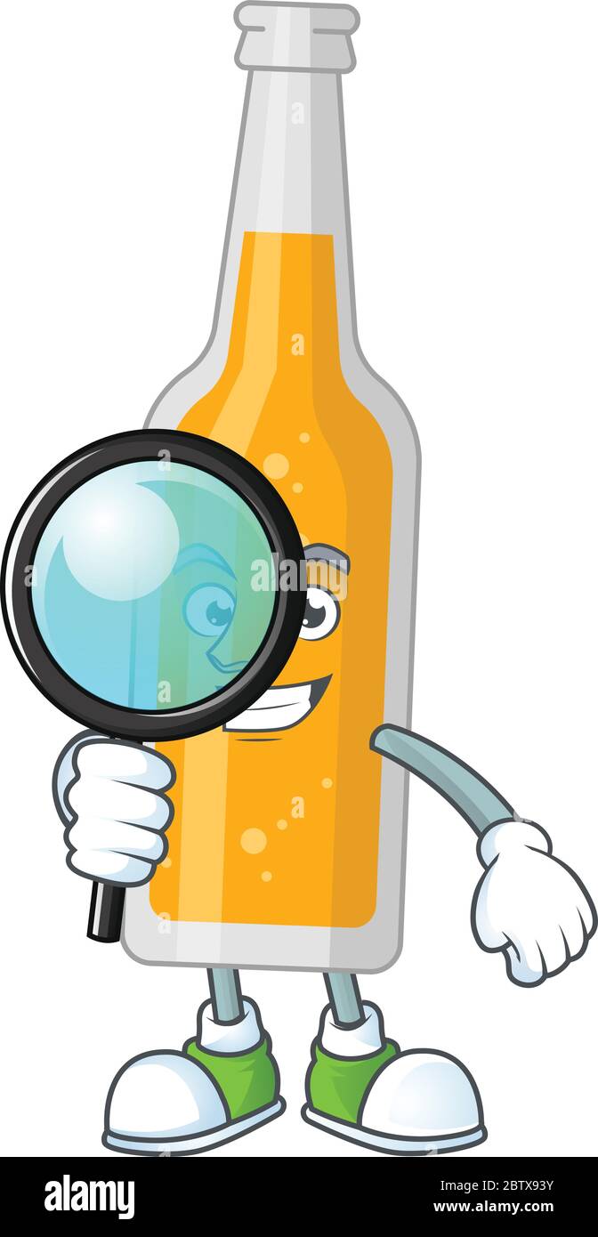 cartoon drawing concept of bottle of beer working as a Private ...