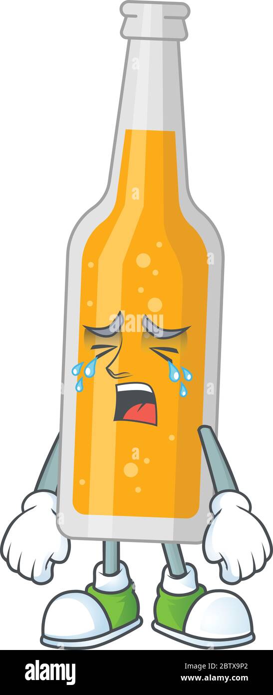 A crying bottle of beer cartoon character drawing concept Stock Vector ...