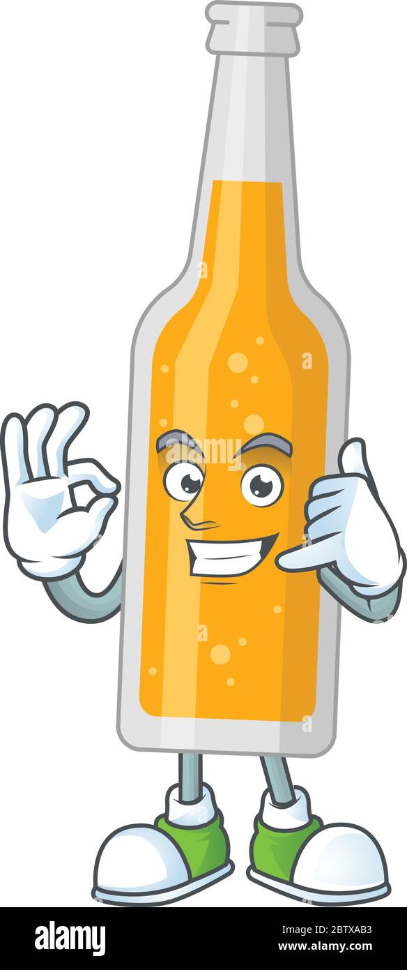cartoon picture of bottle of beer make a call gesture Stock Vector ...
