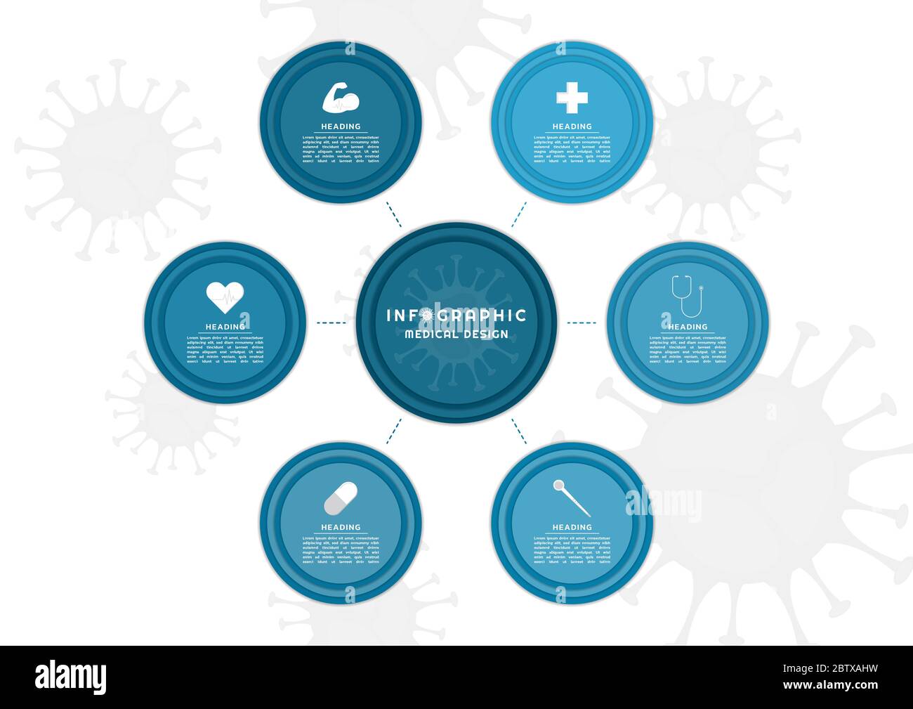 Infographic for medical mind map design circle shape style coronavirus ...
