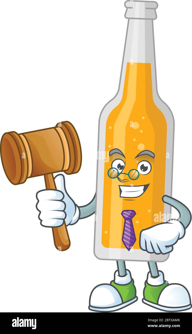 A wise Judge bottle of beer cartoon mascot design wearing glasses Stock ...