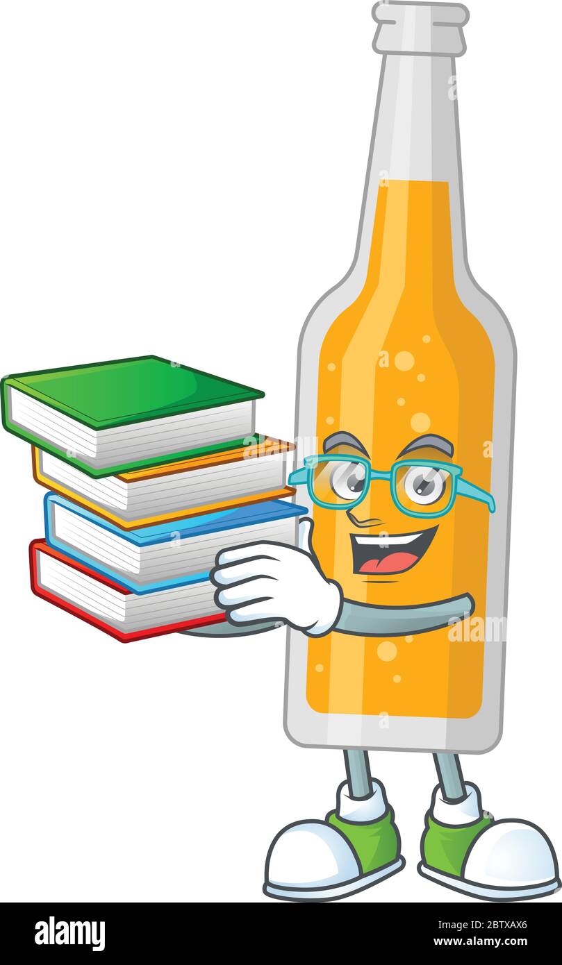 A mascot design of bottle of beer student having books Stock Vector ...